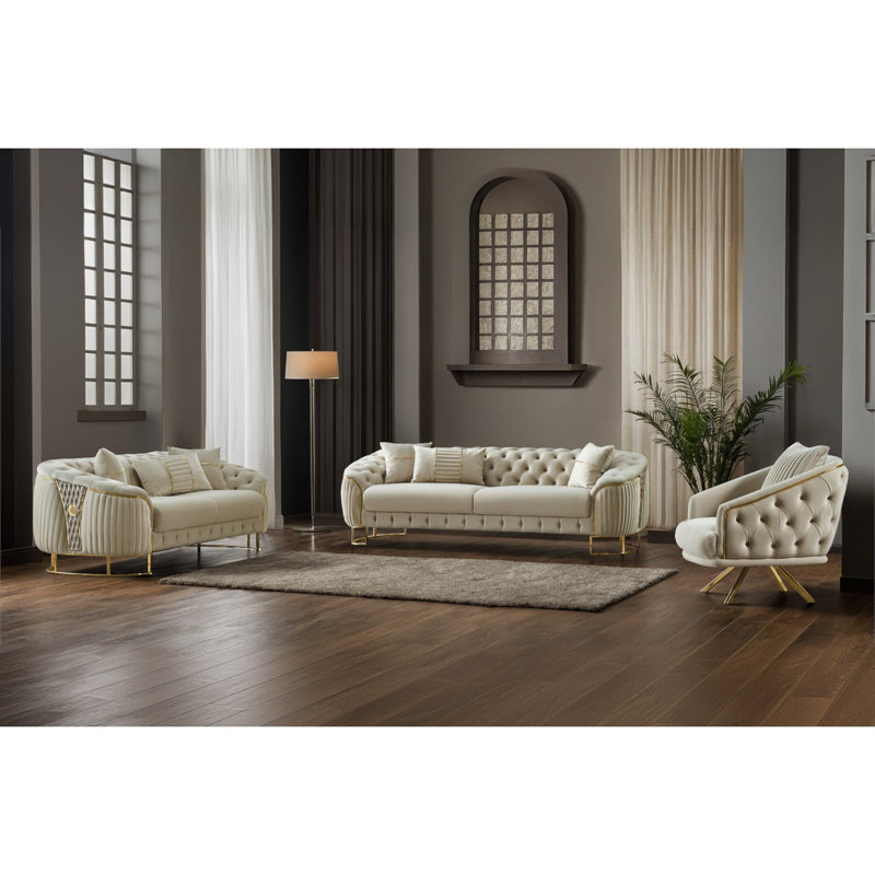 Rosdorf Park Lagarius 3 - Piece Velvet Living Room Set | Wayfair